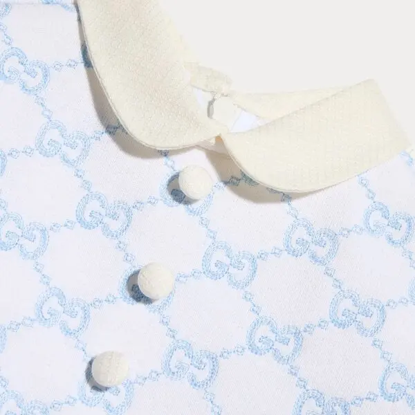 Gucci Baby Embroidered Cotton Jersey Dress - Ivory/light Blue