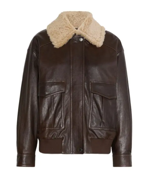 Max Mara Long-sleeve Leather Jacket - Dark Brown