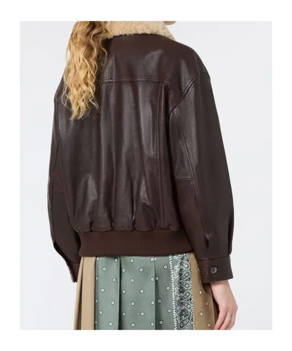 Max Mara Long-sleeve Leather Jacket - Dark Brown
