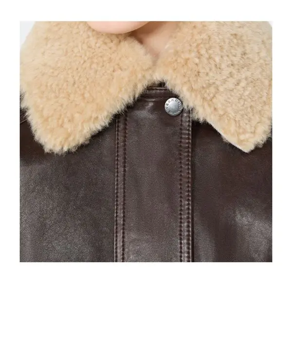 Max Mara Long-sleeve Leather Jacket - Dark Brown