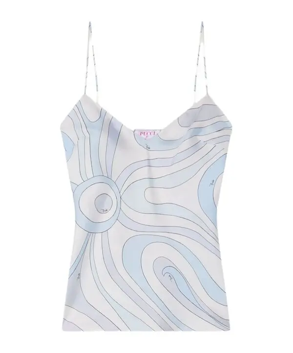 Emilio Pucci Marmo-print Silk Top - Light Blue