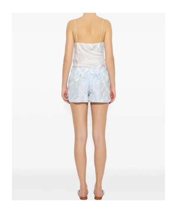 Emilio Pucci Marmo-print Silk Top - Light Blue
