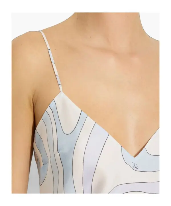 Emilio Pucci Marmo-print Silk Top - Light Blue