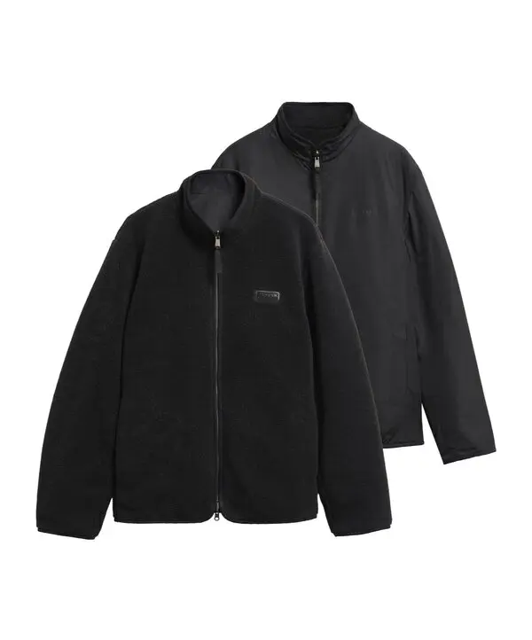 Barbour Reversible Stand Collar Fleece Jacket - Black