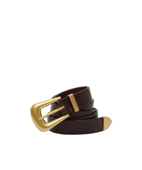Magda Butrym Sculpted Buckle Leather Belt - Brown
