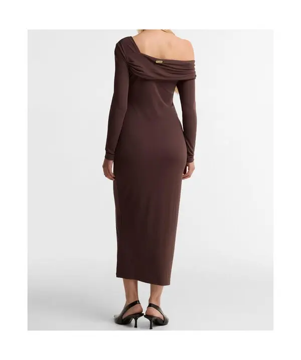 Barbour Asymmetric Offshoulder Maxi Dress - Truffle