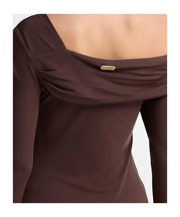 Barbour Asymmetric Offshoulder Maxi Dress - Truffle