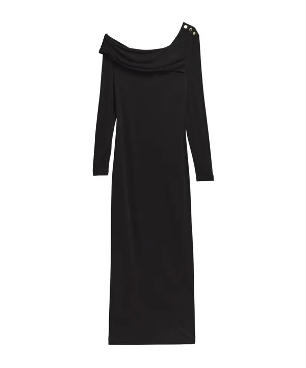 Barbour Asymmetric Offshoulder Maxi Dress - Black