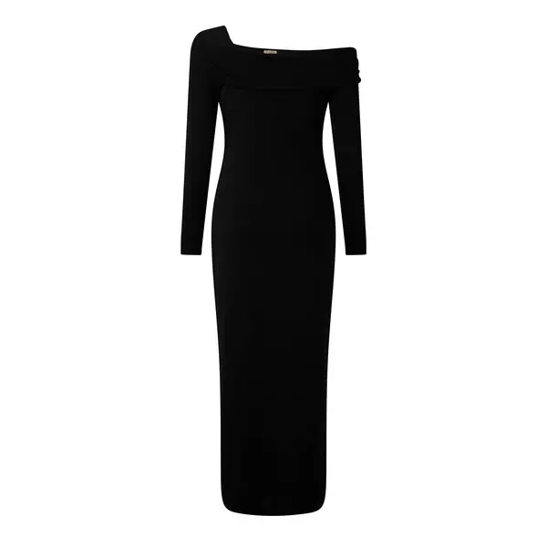 Barbour Asymmetric Offshoulder Maxi Dress - Black