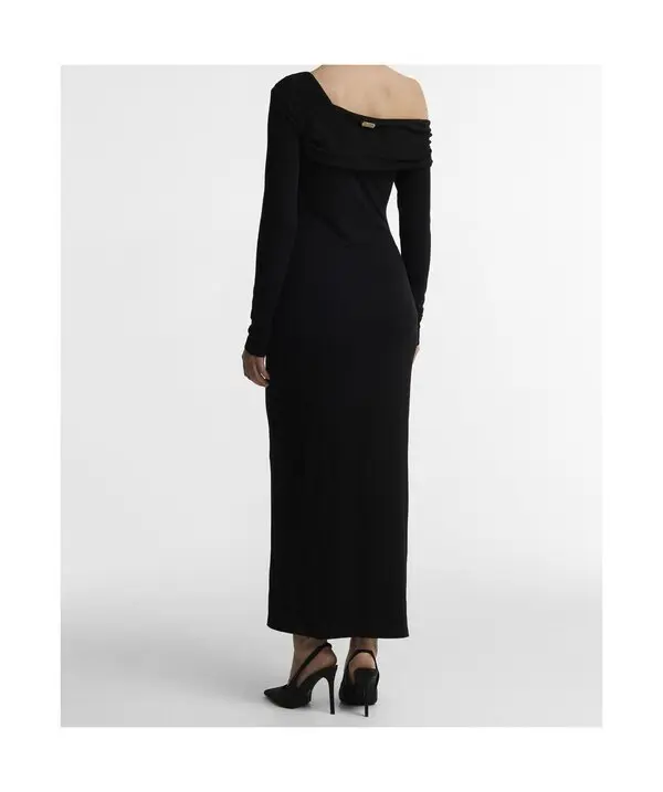 Barbour Asymmetric Offshoulder Maxi Dress - Black
