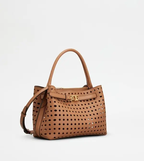 TOD'S Tim Perforated Tote Bag - Brown