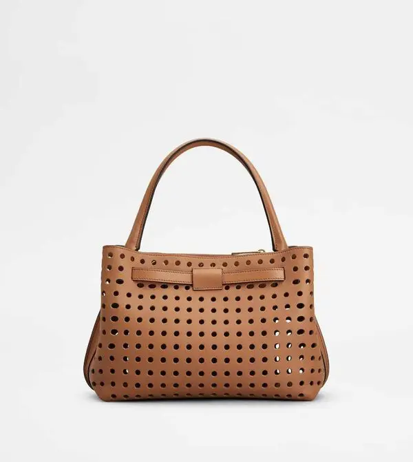 TOD'S Tim Perforated Tote Bag - Brown