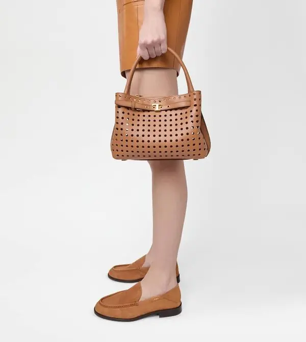 TOD'S Tim Perforated Tote Bag - Brown