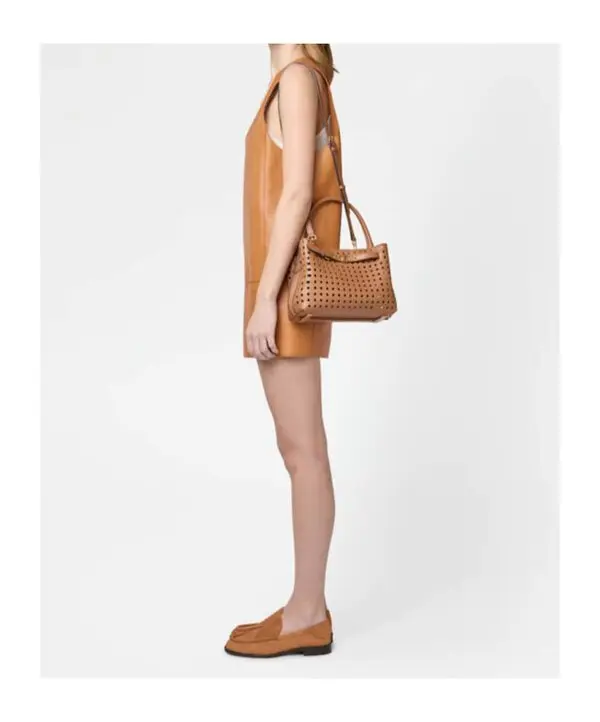 TOD'S Tim Perforated Tote Bag - Brown