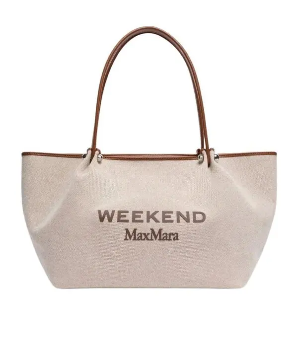 Max Mara Getto Logo Printed Tote Bag - Nude