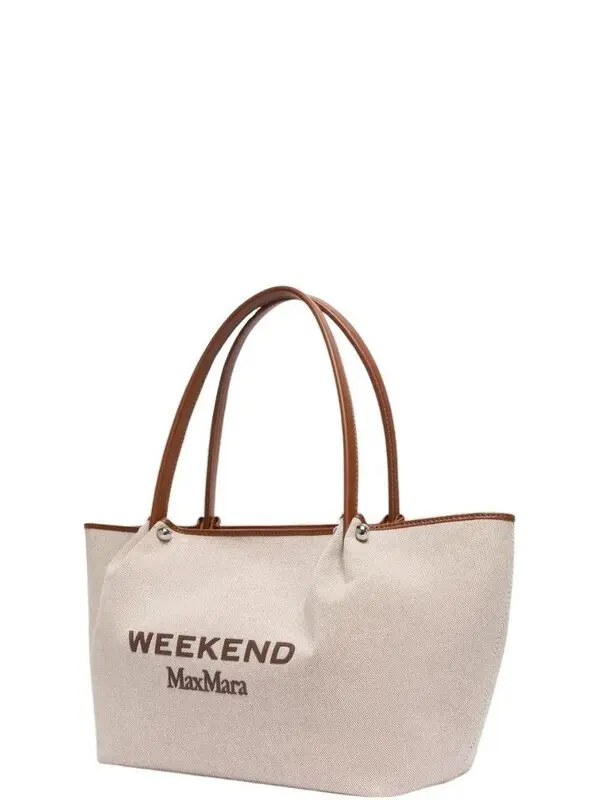 Max Mara Getto Logo Printed Tote Bag - Nude