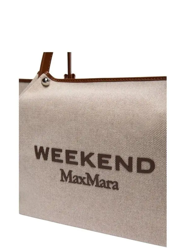 Max Mara Getto Logo Printed Tote Bag - Nude