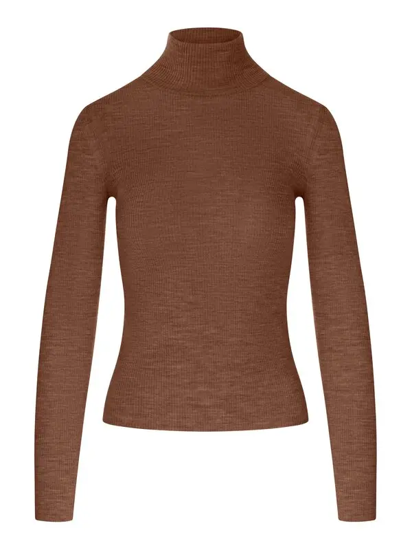 Max Mara Ribbed Fitted Turtleneck Sweater - Volpe