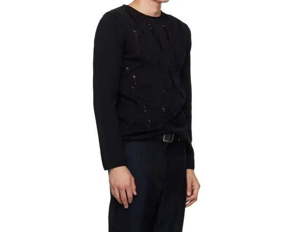 Comme Des Garçons Crew-neck Rolled-edge Knit Top