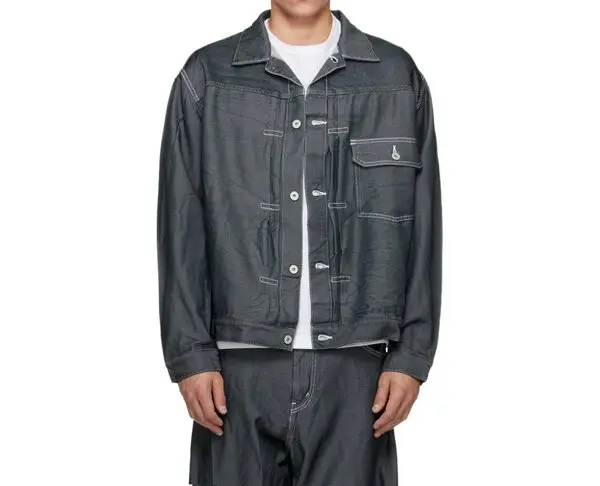 Comme Des Garçons Long-sleeve Denim Jacket - Grey