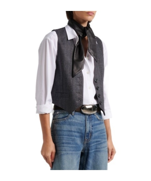 NILI LOTAN Ismael Checked Wool And Cashmere Vest