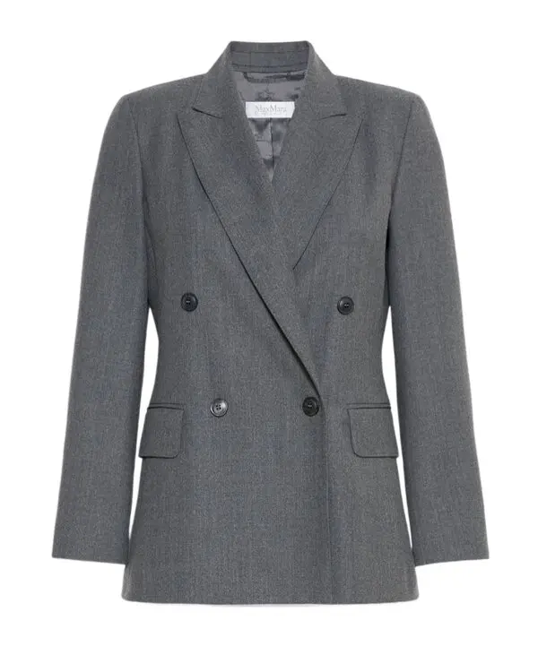 Max Mara Double-breasted Wool Flannel Blazer - Medium Gray