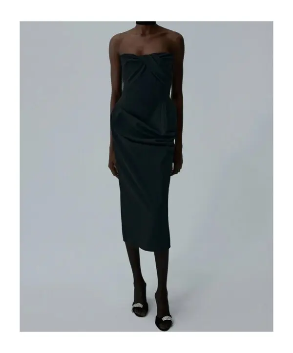 Magda Butrym Structured Drape Corset Midi Dress