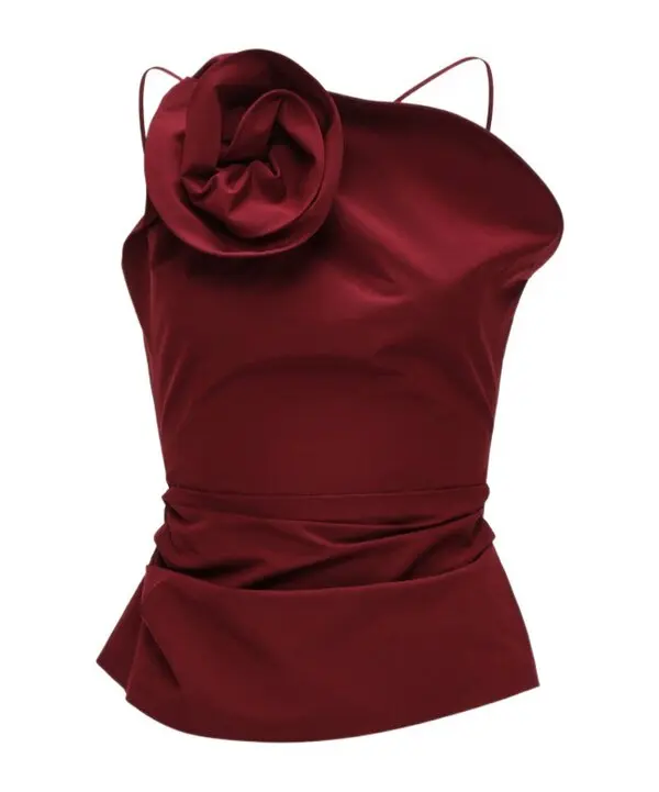 Magda Butrym Rose One-shoulder Top In Red