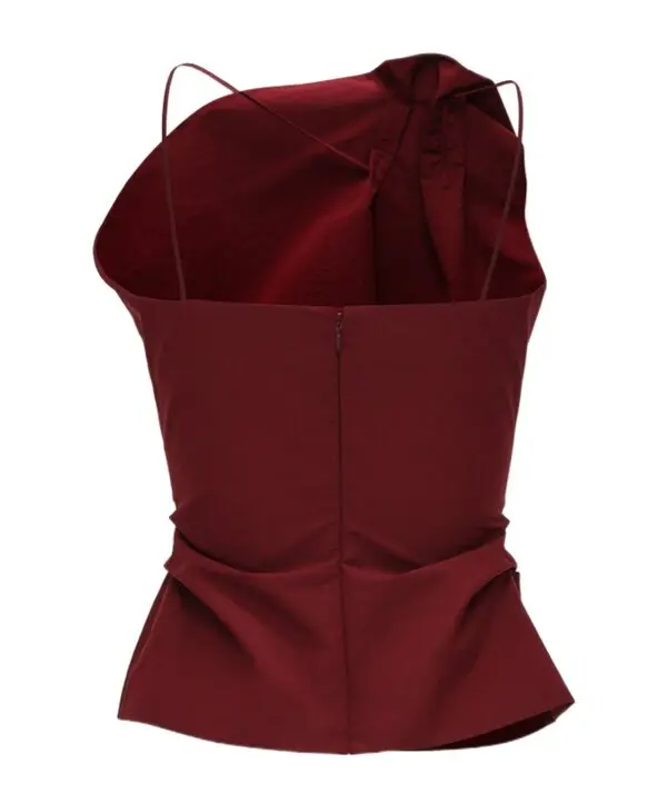 Magda Butrym Rose One-shoulder Top In Red
