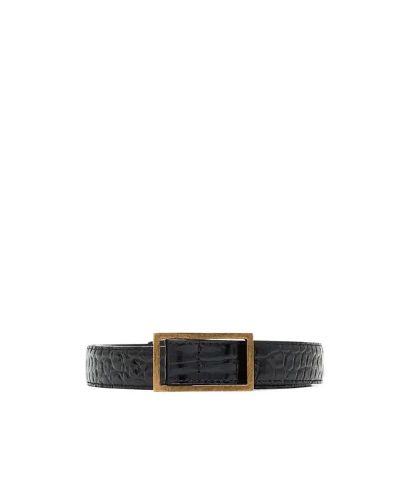 Emporio Armani Embossed Buckle Belt - Black