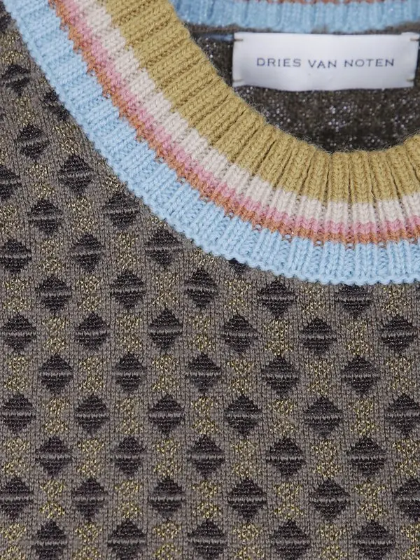 Dries Van Noten Temi Patterned Knitted Top - Forest