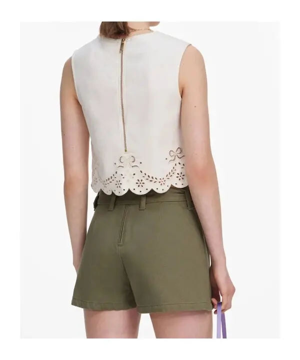 SELF-PORTRAIT Broderie-anglaise Scalloped-hem Top
