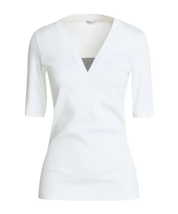 Brunello Cucinelli V-neck T-shirts - White
