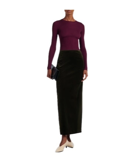 JIL SANDER Cotton Velvet Maxi Skirt