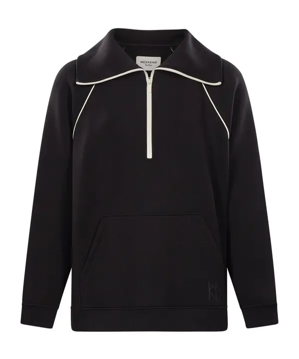 Max Mara Contrast Trim Half Zip Knitted Sweater - No