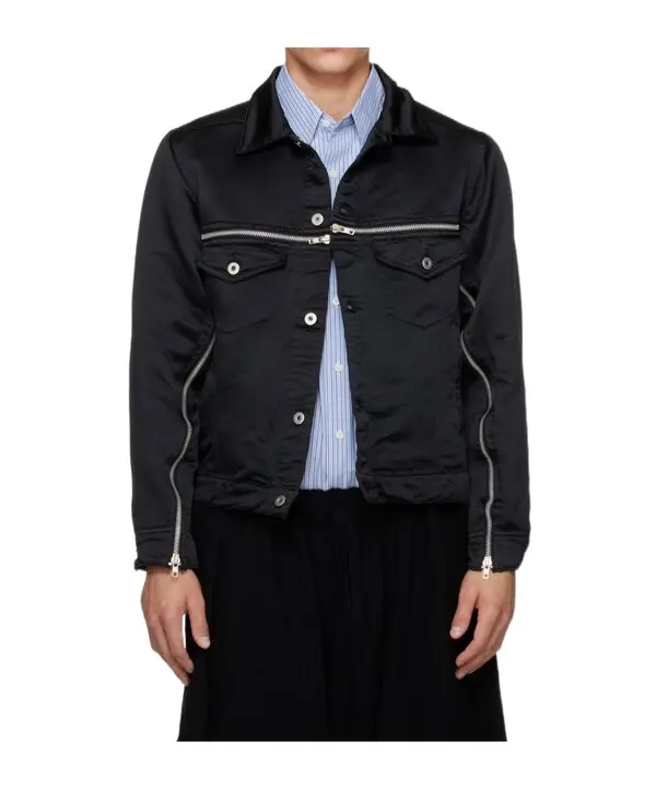 Comme Des Garçons Zip-detail Button-up Jacket - Black
