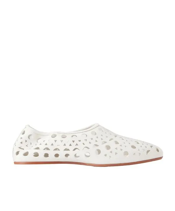 Alaïa Neo Vienne Perforated Leather Ballet Flats - White
