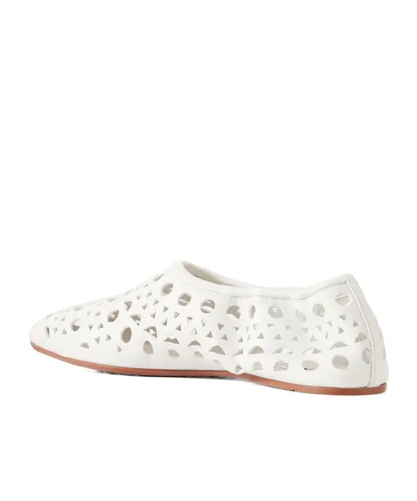 Alaïa Neo Vienne Perforated Leather Ballet Flats - White