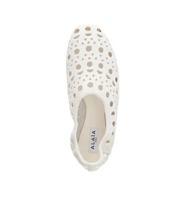 Alaïa Neo Vienne Perforated Leather Ballet Flats - White