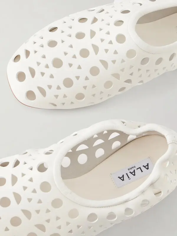 Alaïa Neo Vienne Perforated Leather Ballet Flats - White