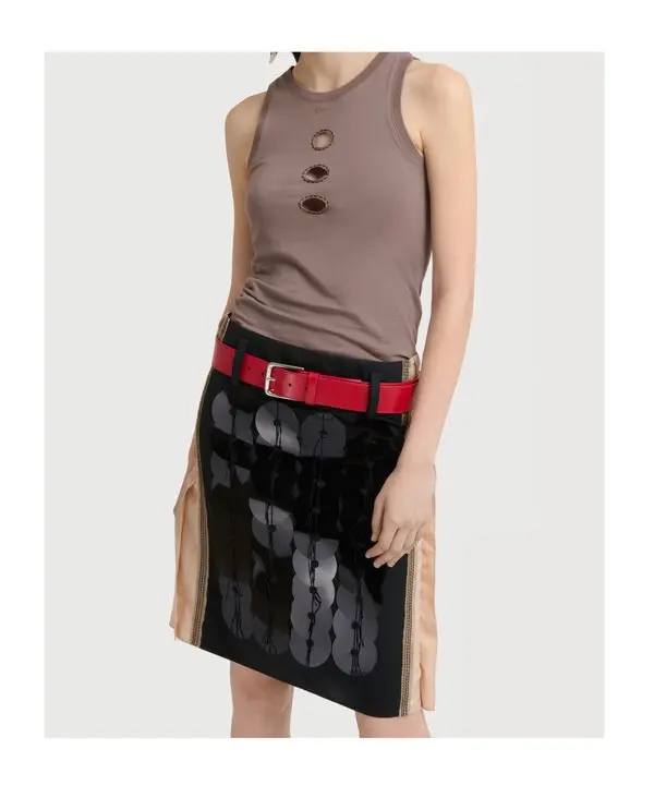 Marni Grey Cotton Tank Top With Cut-out Polka Dots