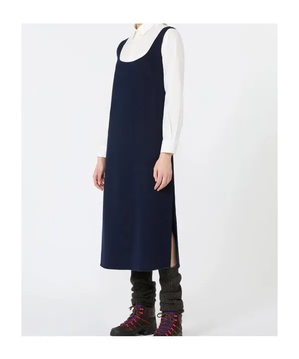 Max Mara Wool-blend Drap Midi Dress Midnightblue