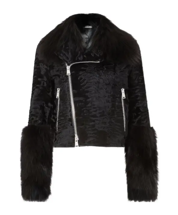 Fendi Swakara And Fox Fur Biker Jacket