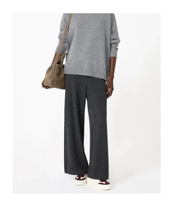 Max Mara Wool And Cashmere Yarn Trousers Dark Grey