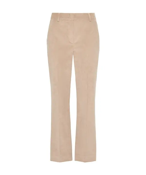 Max Mara Cotton Velvet Cropped Trousers Sand