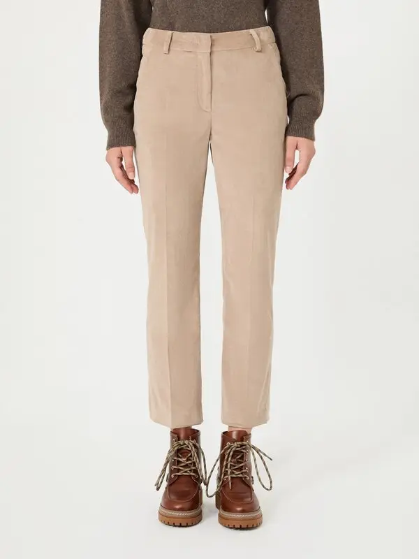Max Mara Cotton Velvet Cropped Trousers Sand