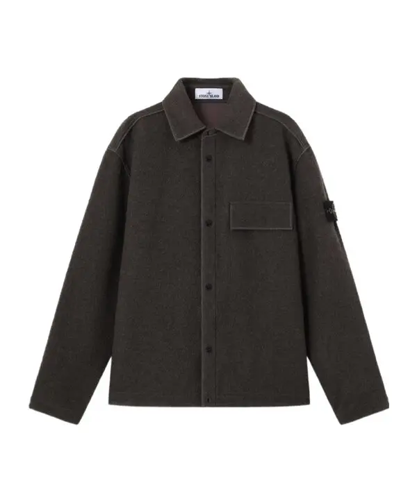 Stone Island Comfort-fit Snap-front Overshirt With Chest Pocket