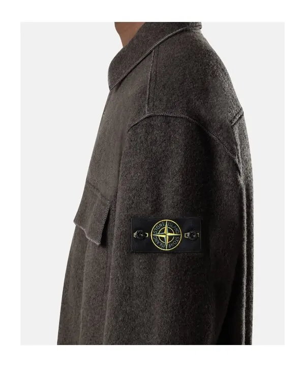 Stone Island Comfort-fit Snap-front Overshirt With Chest Pocket