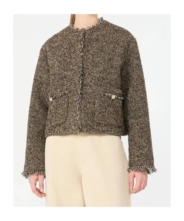 Max Mara Wool Blend Bouclé Boxy Jacket