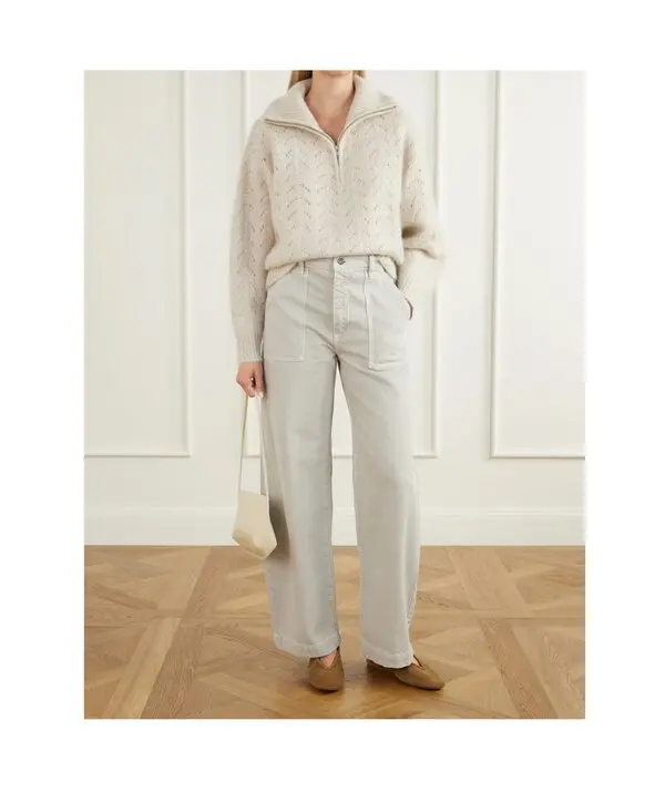 FRAME Ribbed-knit Zip-up Sweater